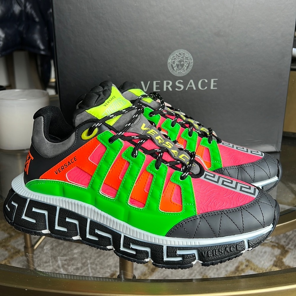 Versace Trigreca La Greca Signature Black Lime Sneake… - Gem